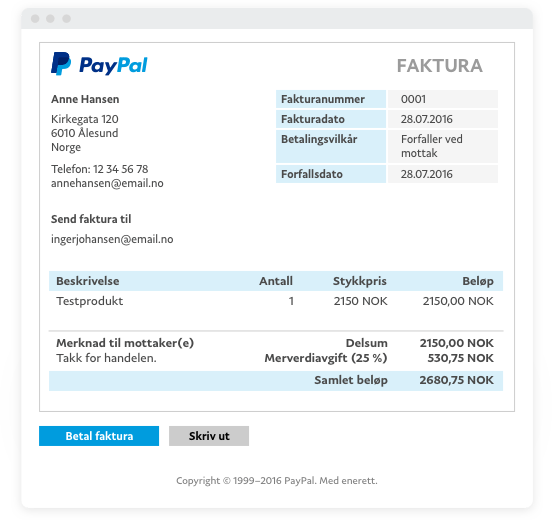 Få betalt enkelt og raskt med fakturering – PayPal bedriftsløsninger