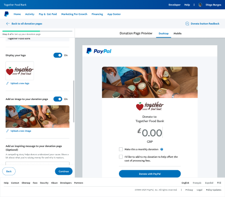 Add the donate button on your website - PayPal UK
