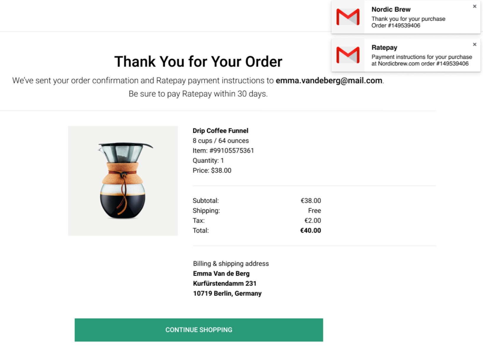 Pay upon Invoice with Ratepay