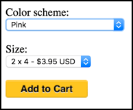 Add to Cart: Sample HTML button code