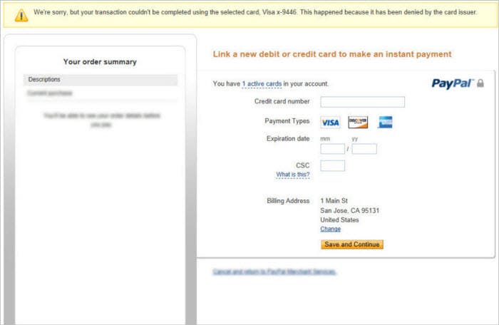 Recover from error code 10486 - PayPal Developer