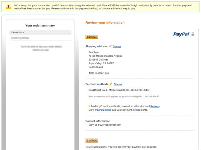 Recover from error code 10486 - PayPal Developer